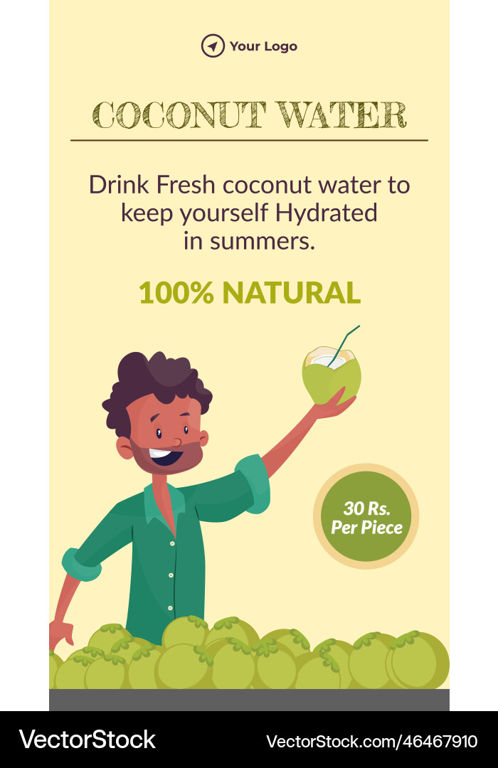 Drink fresh coconut water portrait template Vector Image