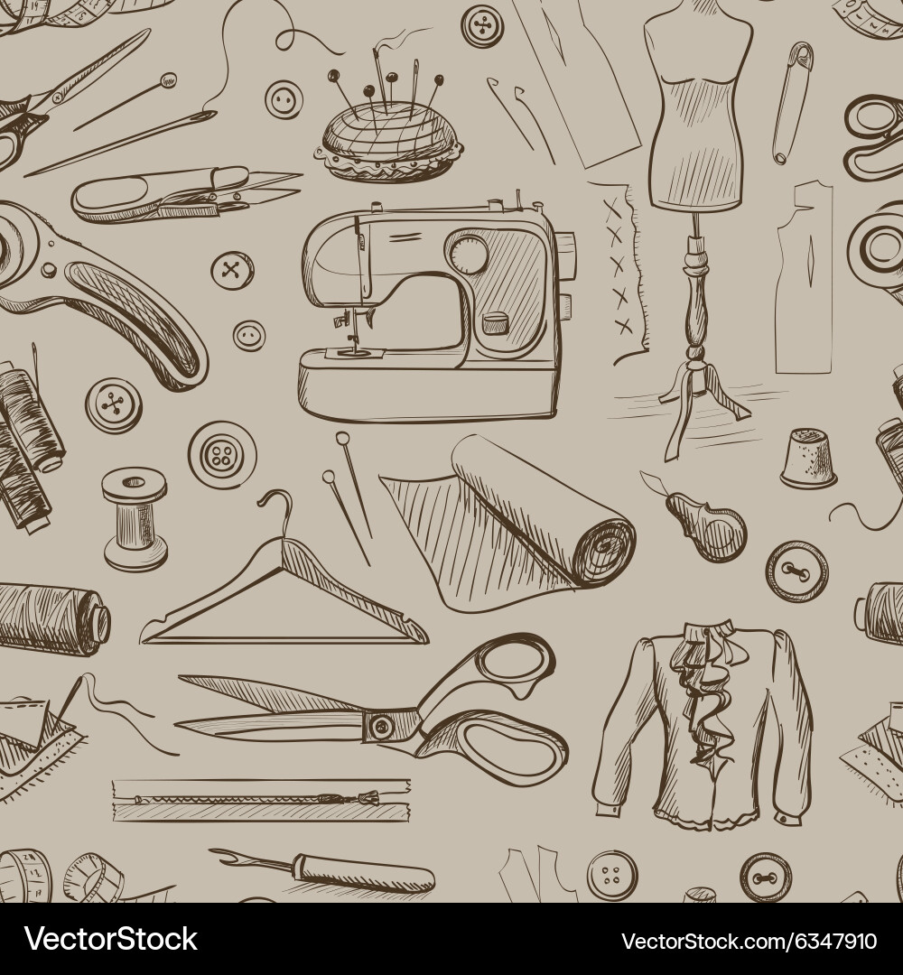 Hand drawn sewing pattern Royalty Free Vector Image