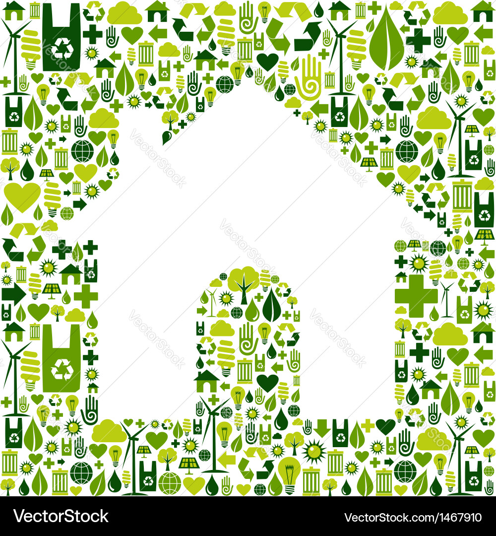 House symbol with environmental icons Royalty Free Vector