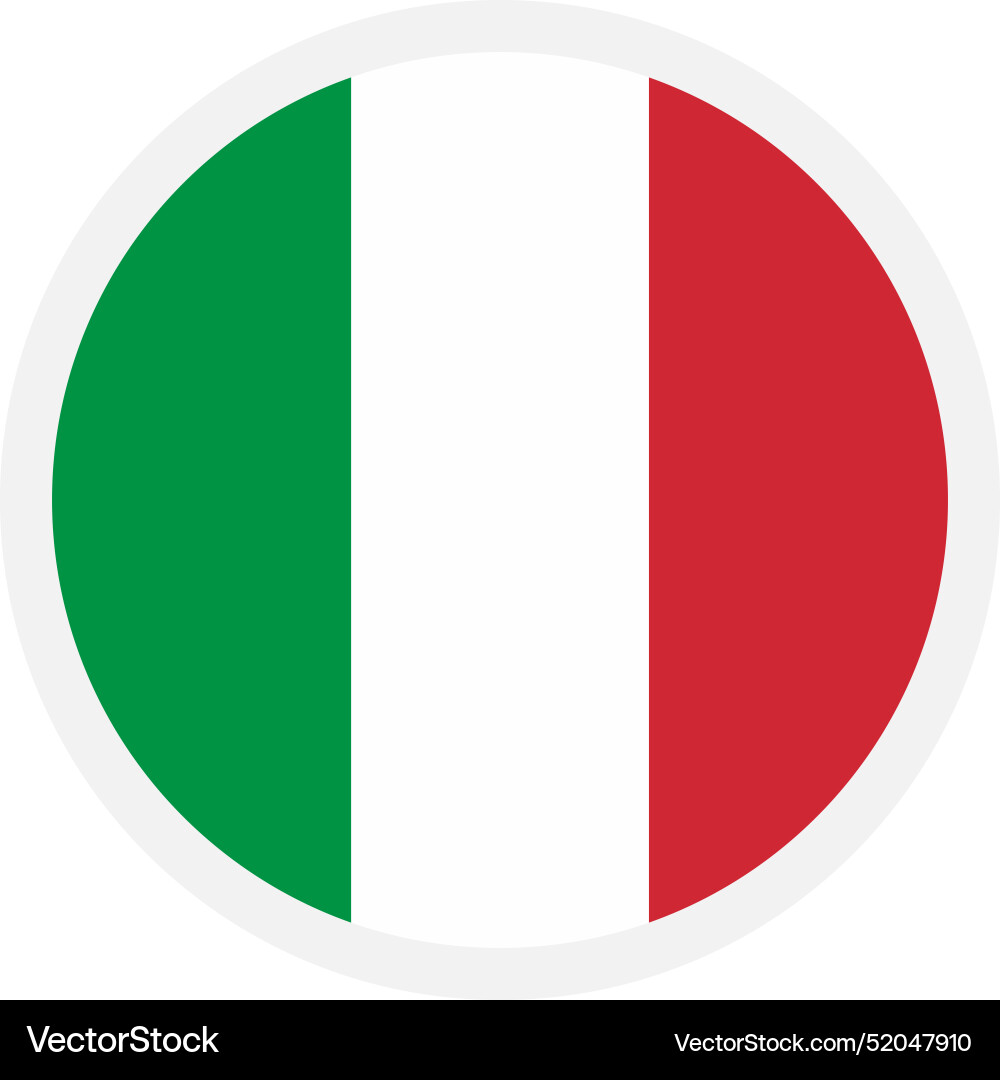 Italy flag round icon on transparent background Vector Image