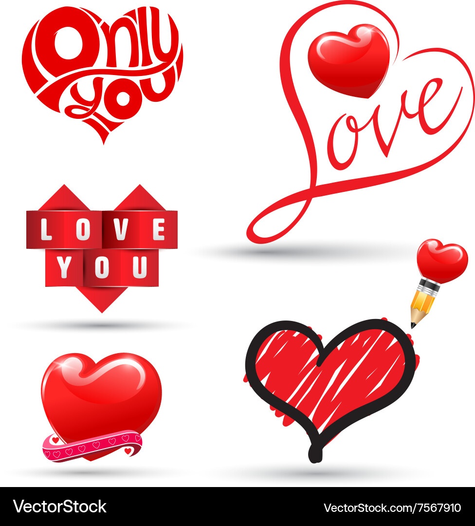 Love heart collection Royalty Free Vector Image