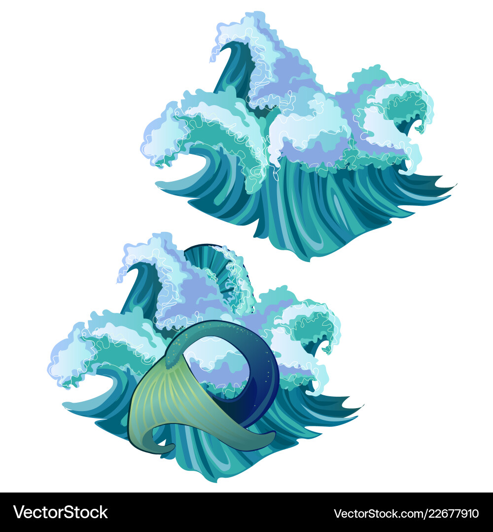Mermaid Tail Waves - Isolated Royalty Free Vector Image