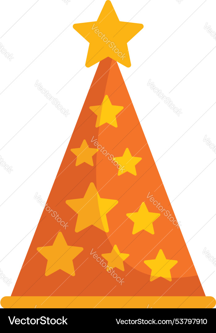Orange party hat standing with yellow stars Vector Image