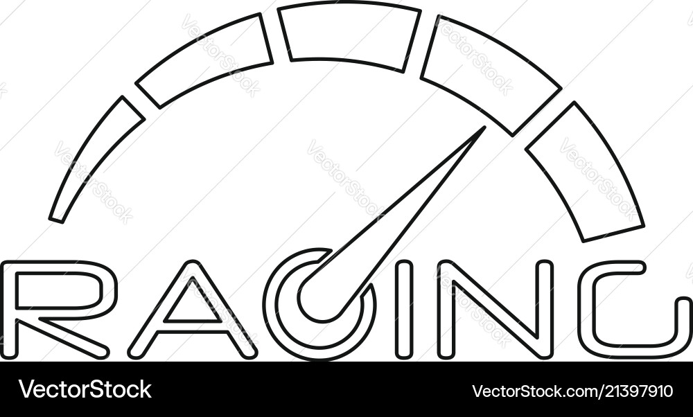 Racing speedometer logo outline style Royalty Free Vector