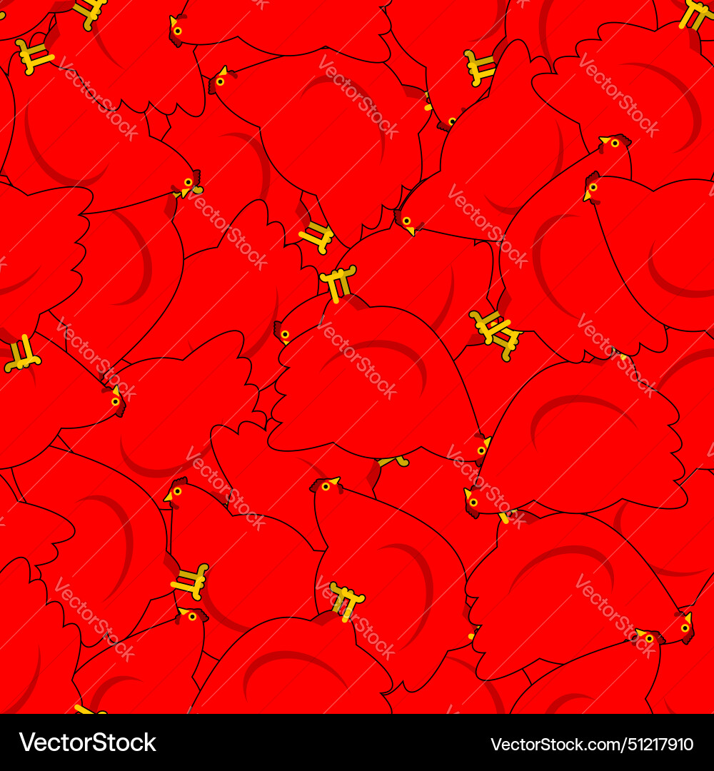 Red hen pattern seamless chicken background farm Vector Image