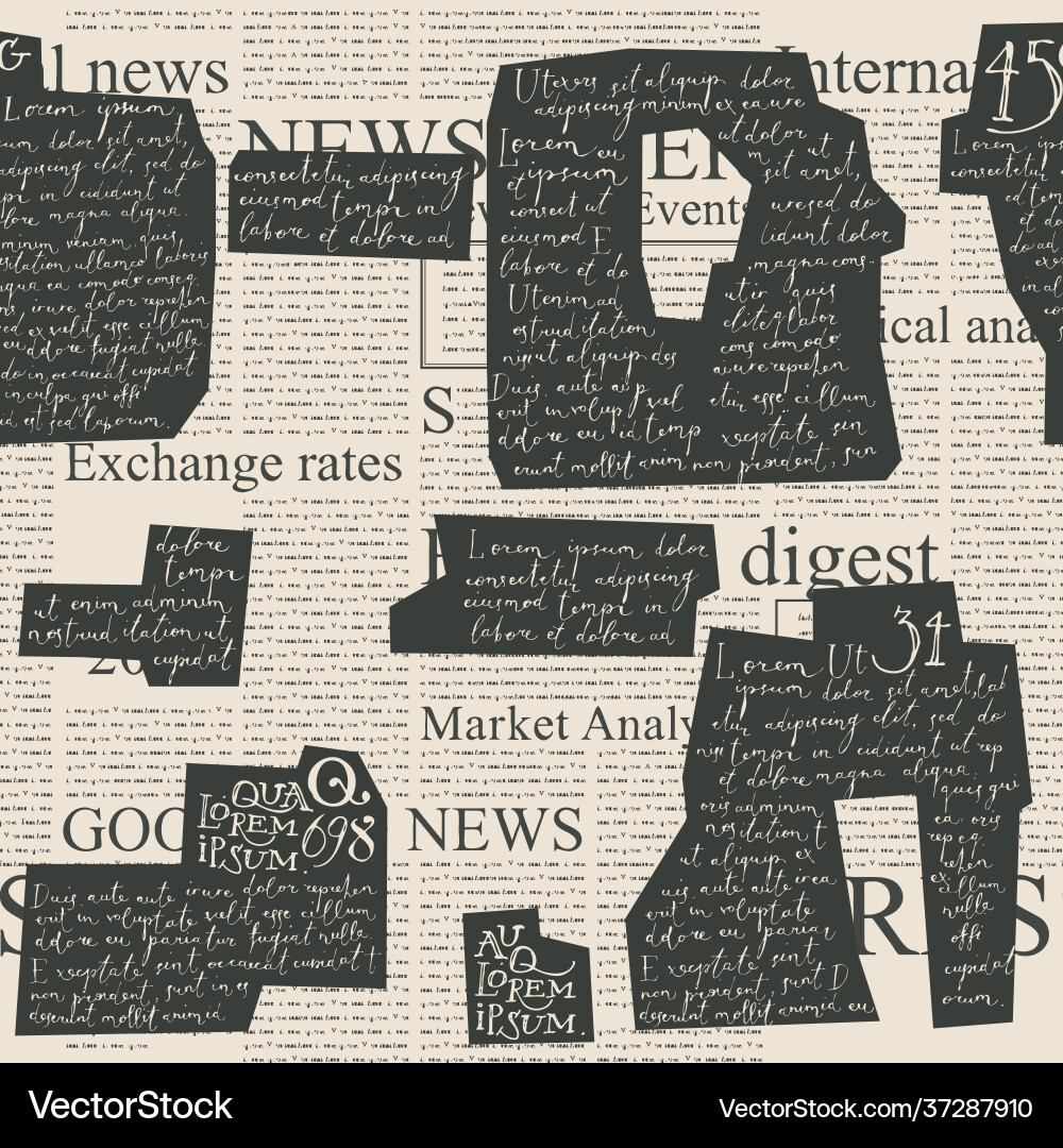 Seamless pettrn with handwritten and printed text Vector Image