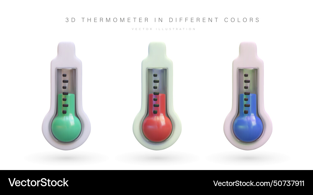 3d alcohol thermometers of different colors Vector Image