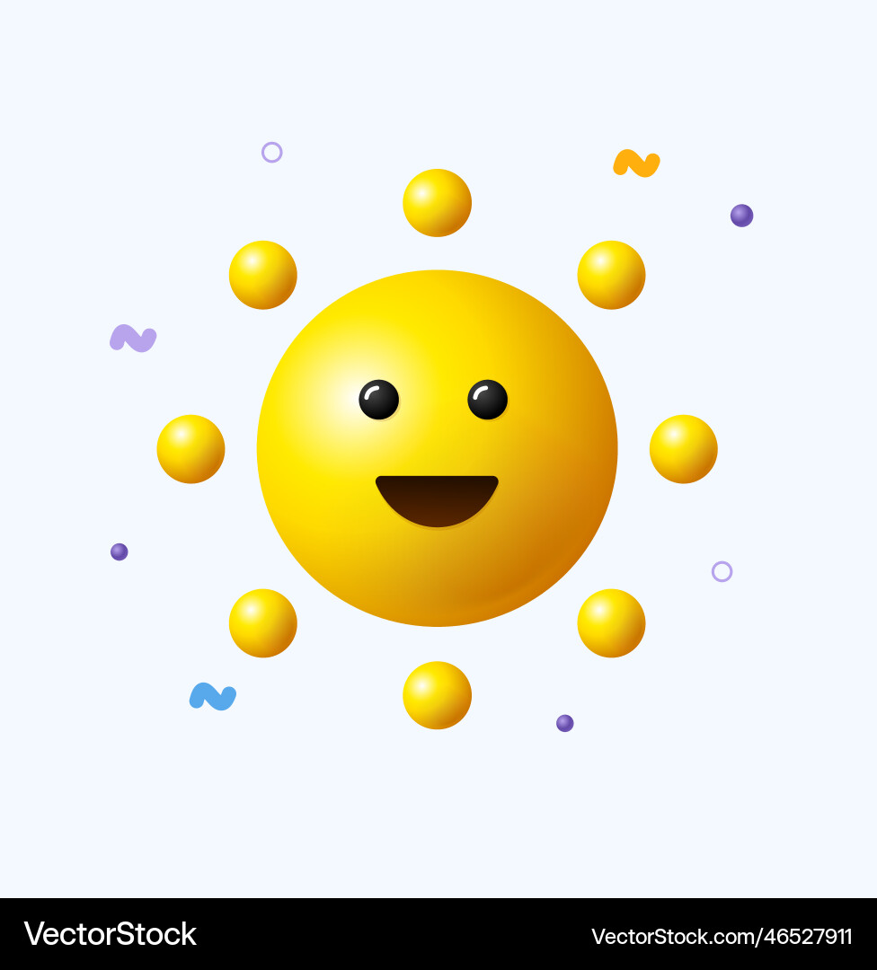 3d character yellow sun with rays plasticine Vector Image