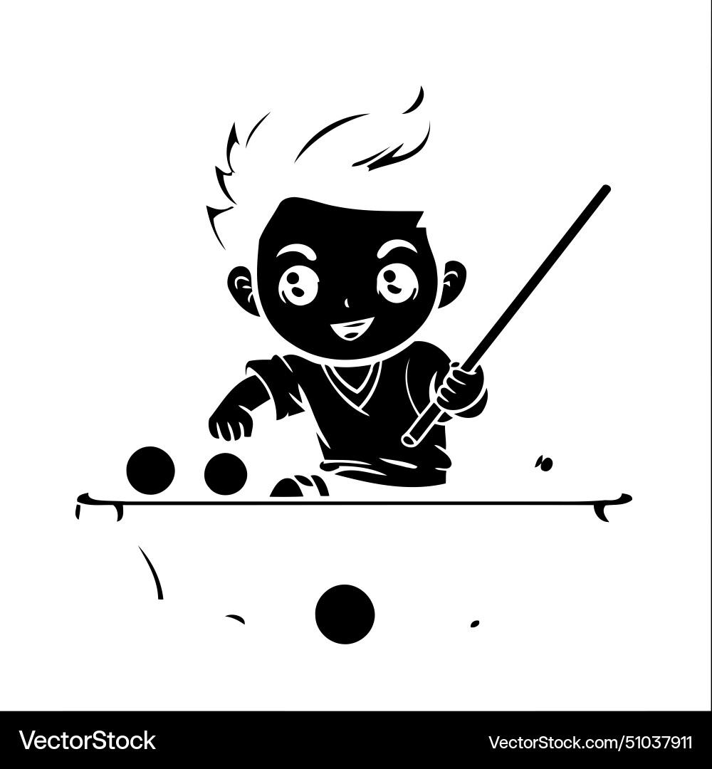 Cartoon boy playing billiards or snooker Vector Image