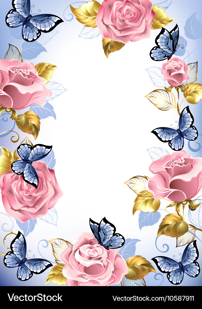 Frame with pink roses Royalty Free Vector Image