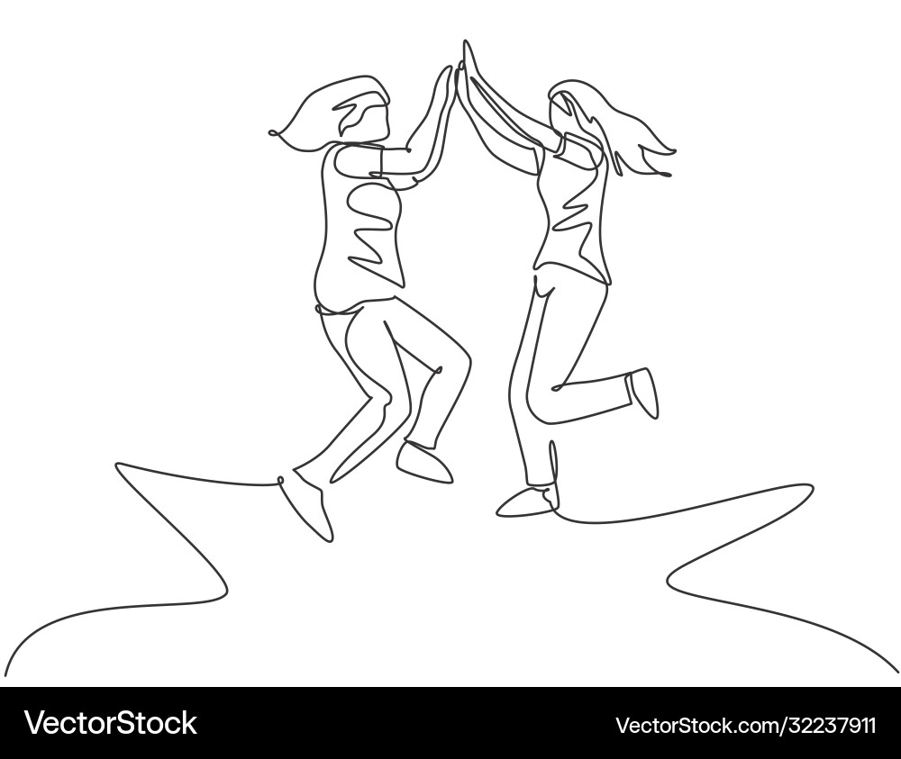 Friendship concept single line drawing two Vector Image