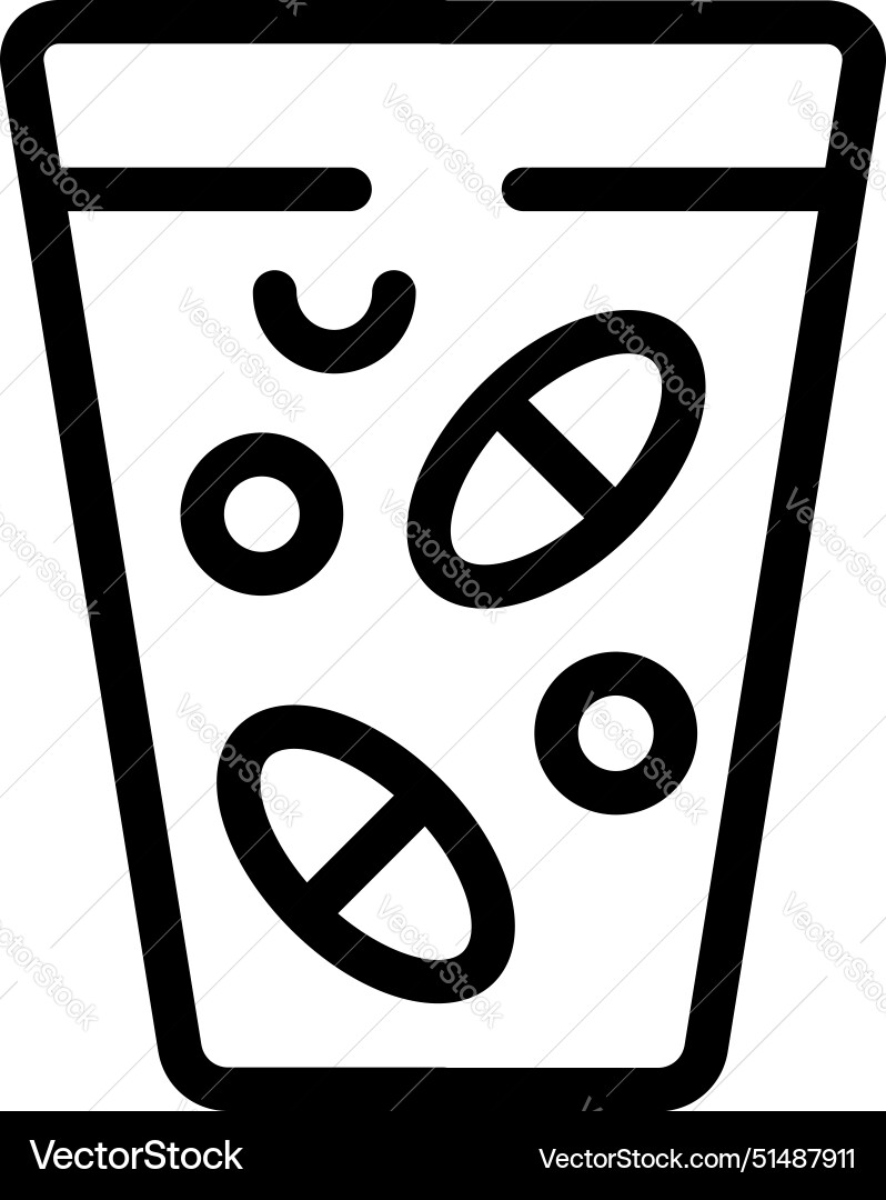 Medicine effervescent tablets in glass icon Vector Image