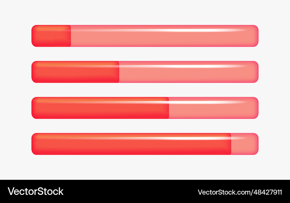 Red progress bars 3d clipart Royalty Free Vector Image
