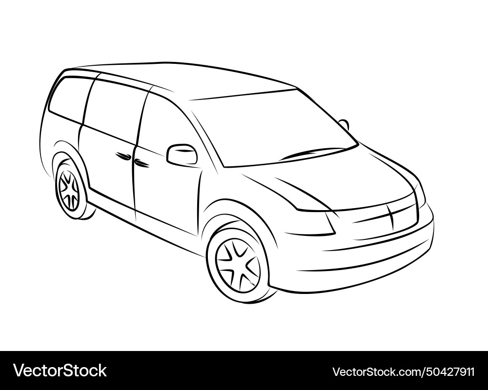 Sketch of a minivan Royalty Free Vector Image - VectorStock