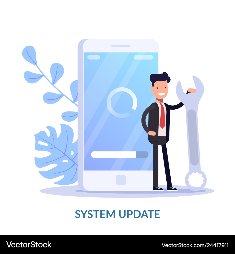 System update concept cartoon Royalty Free Vector Image