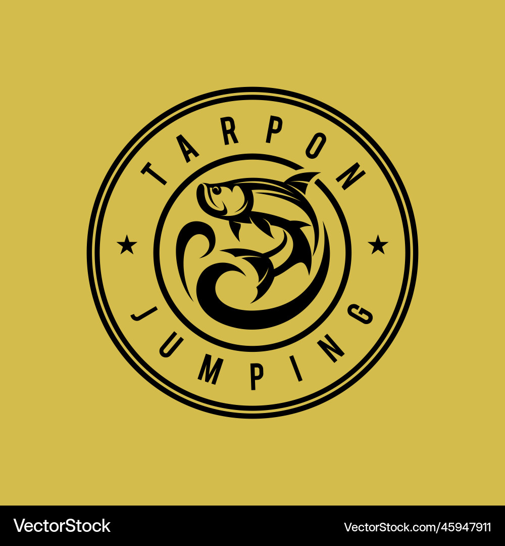 Tarpon fish logo with emblem concept Royalty Free Vector