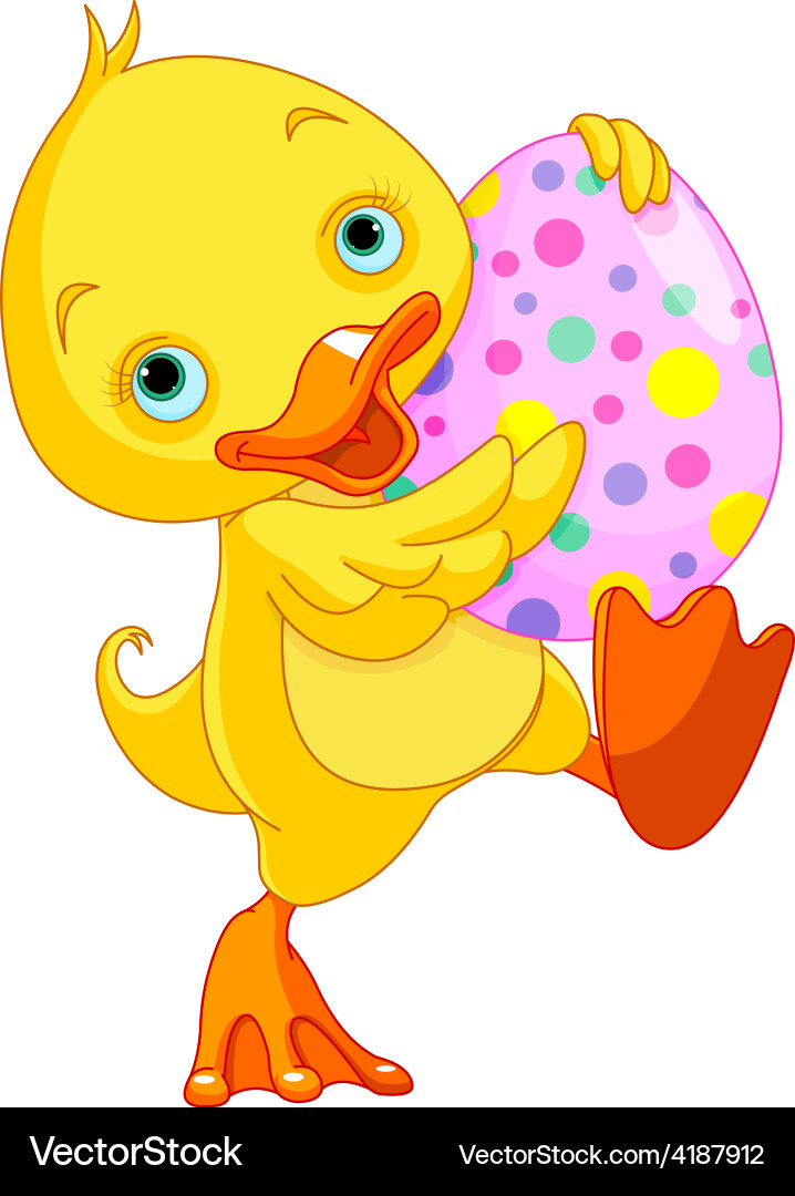Adorable Duck Carrying Easter Egg Royalty Free Vector Image