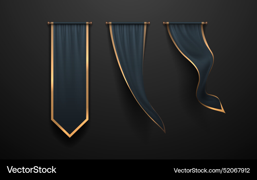 Blue and gold flags with shadows Royalty Free Vector Image