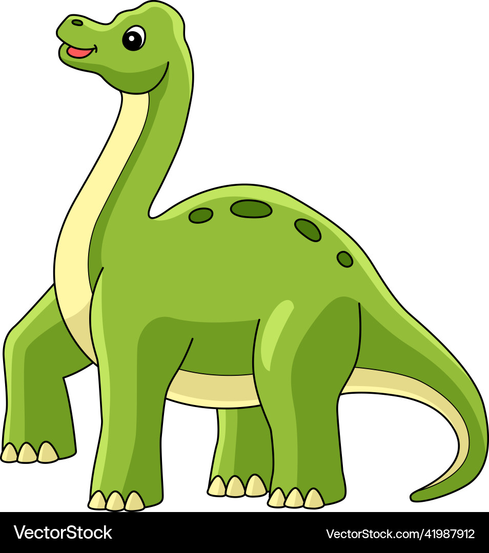 Brachiosaurus dinosaur cartoon colored clipart Vector Image