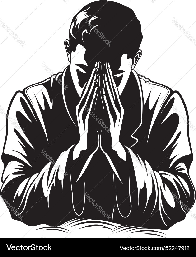 Celestial configurations elegant praying man Vector Image
