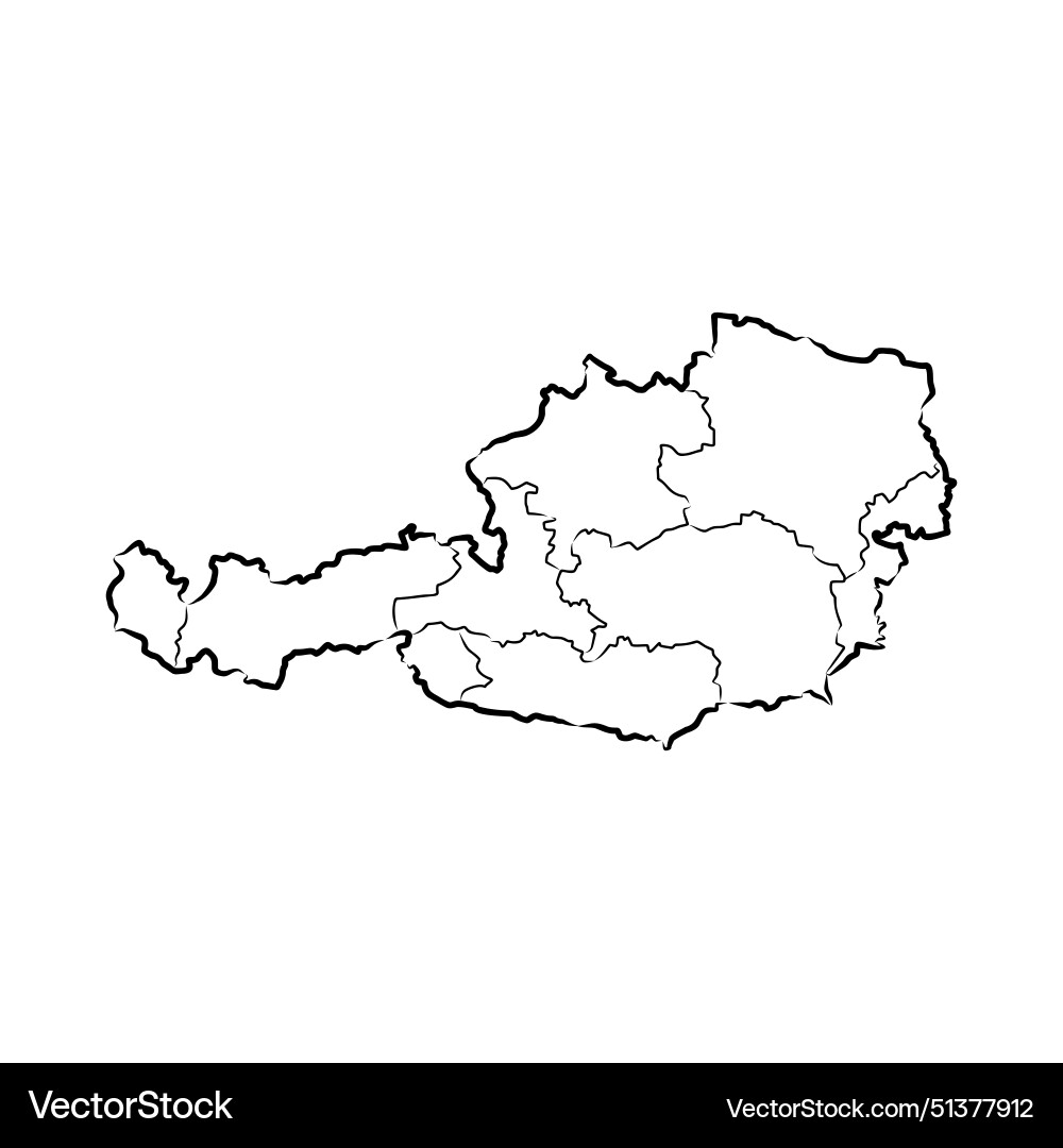 Hand drawn doodle map of austria Royalty Free Vector Image