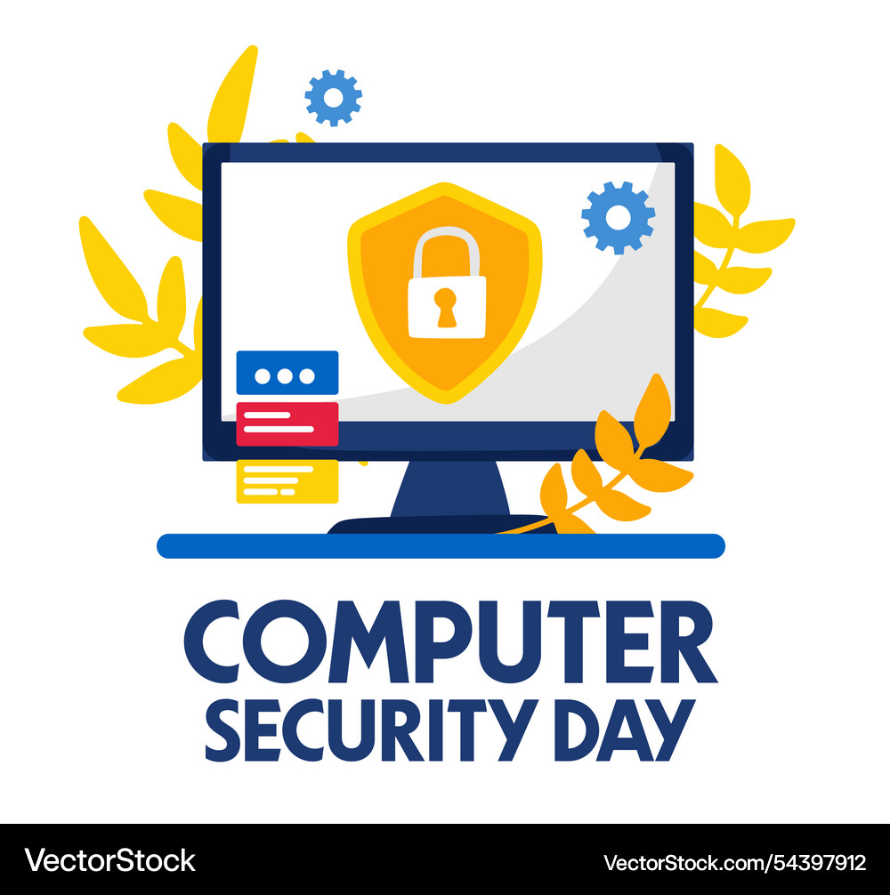 Happy national computer security day Royalty Free Vector