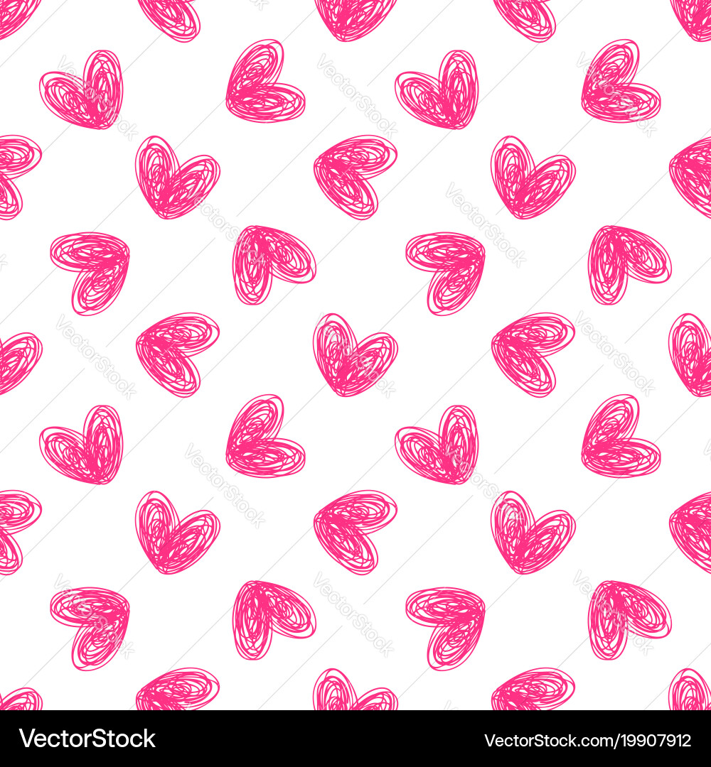 Heart hand drawn seamless pattern Royalty Free Vector Image