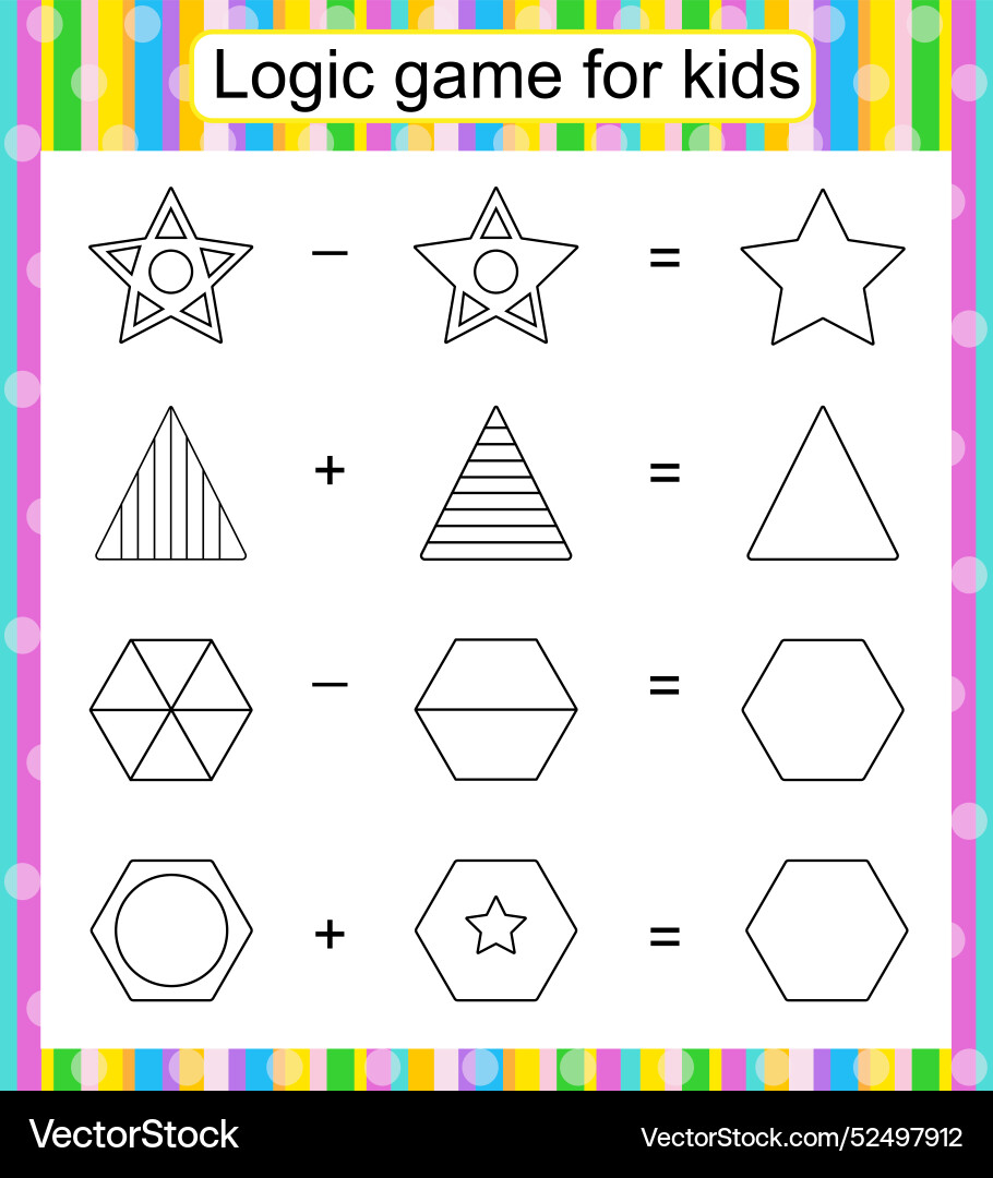 Logic game find and draw the missing parts Vector Image