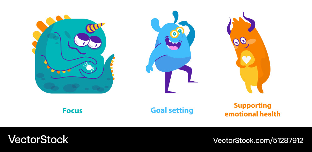 Monster helpers flat Royalty Free Vector Image