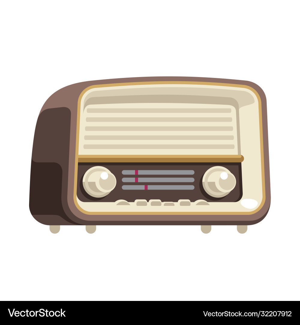 Old vintage flat style radio Royalty Free Vector Image