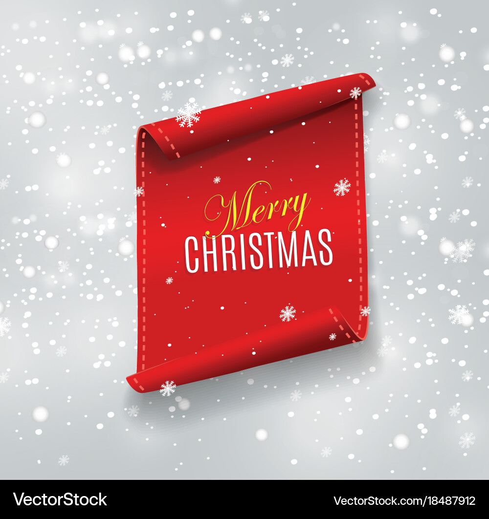 Red realistic detailed curved paper merry Vector Image