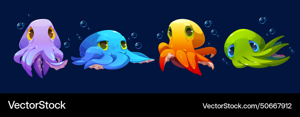 Set of octopus characters isolated on background Vector Image