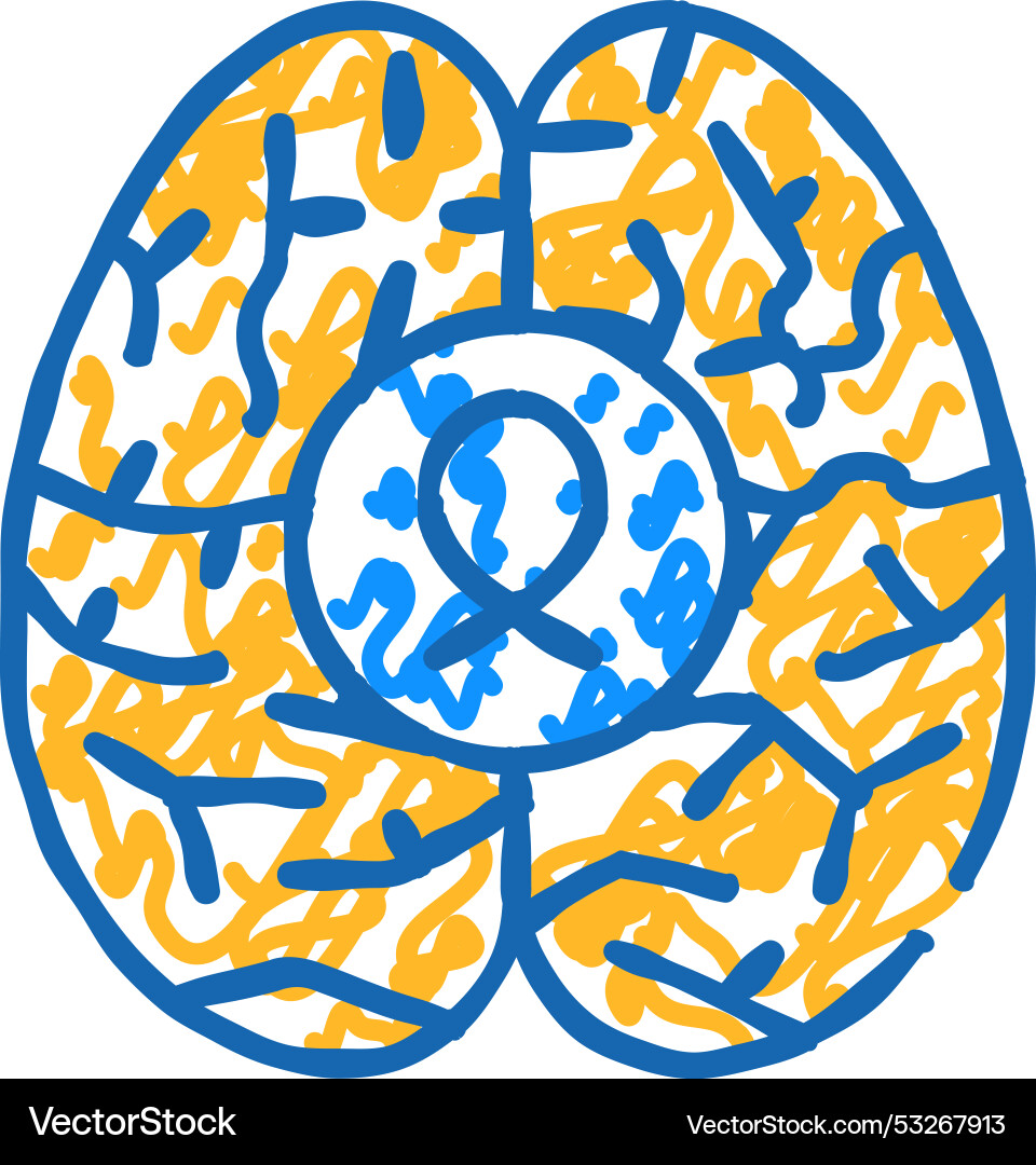 Brain cancer sign icon doodle Royalty Free Vector Image