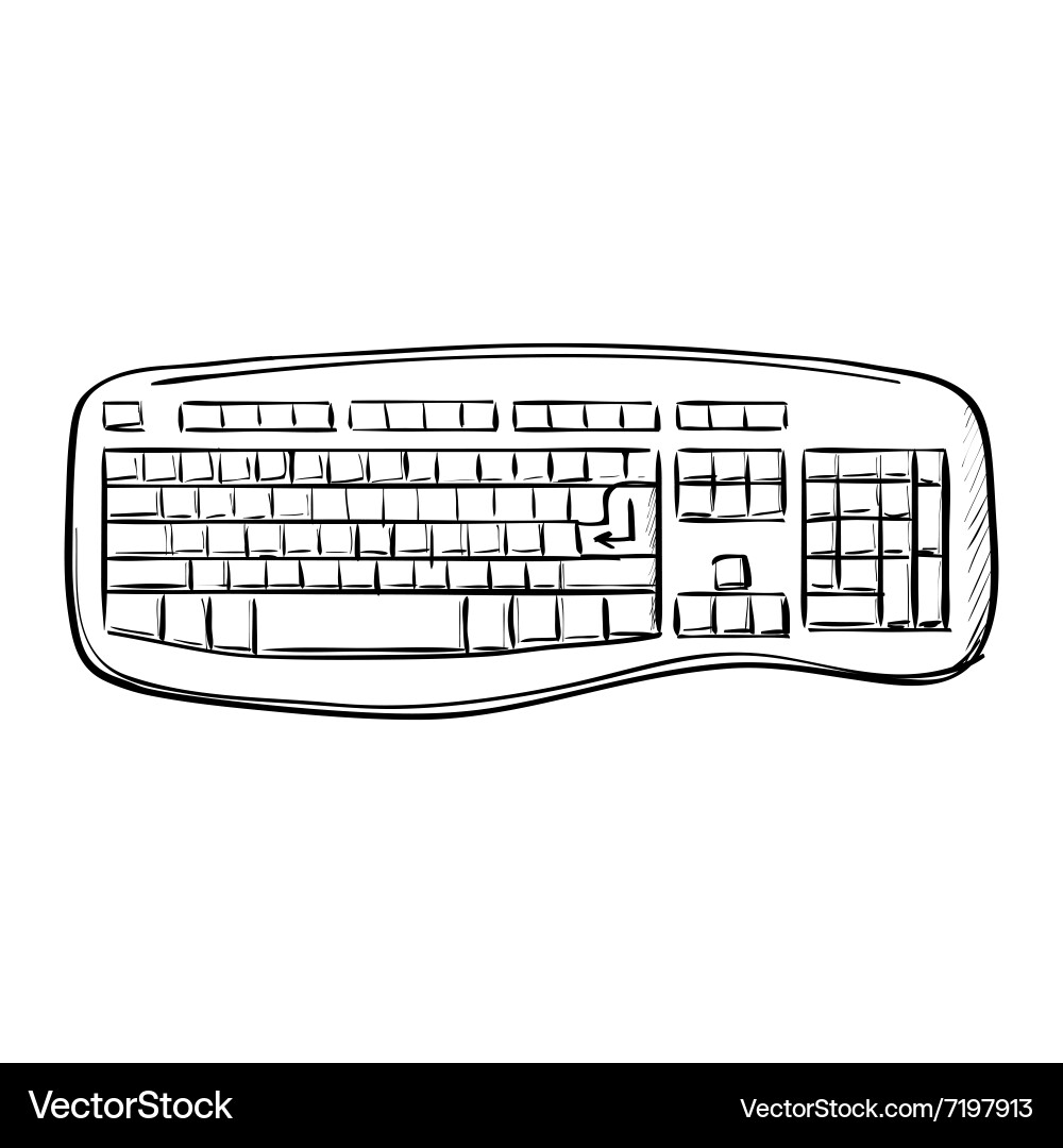 Computer doodle keyboard Royalty Free Vector Image