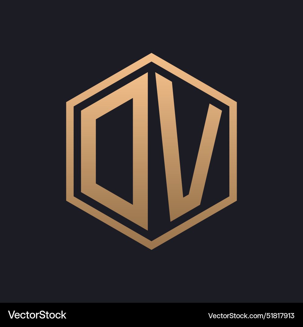 Elegant hexagon letter dv logo design initial Vector Image