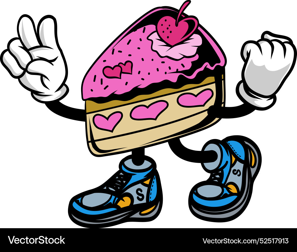 Hand drawn cake cartoon mascot Royalty Free Vector Image