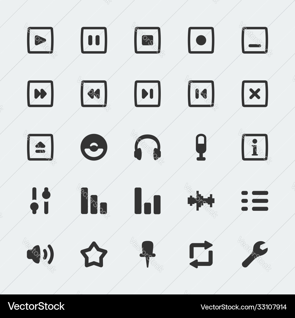 Audio Player Mini Icons Royalty Free Vector Image