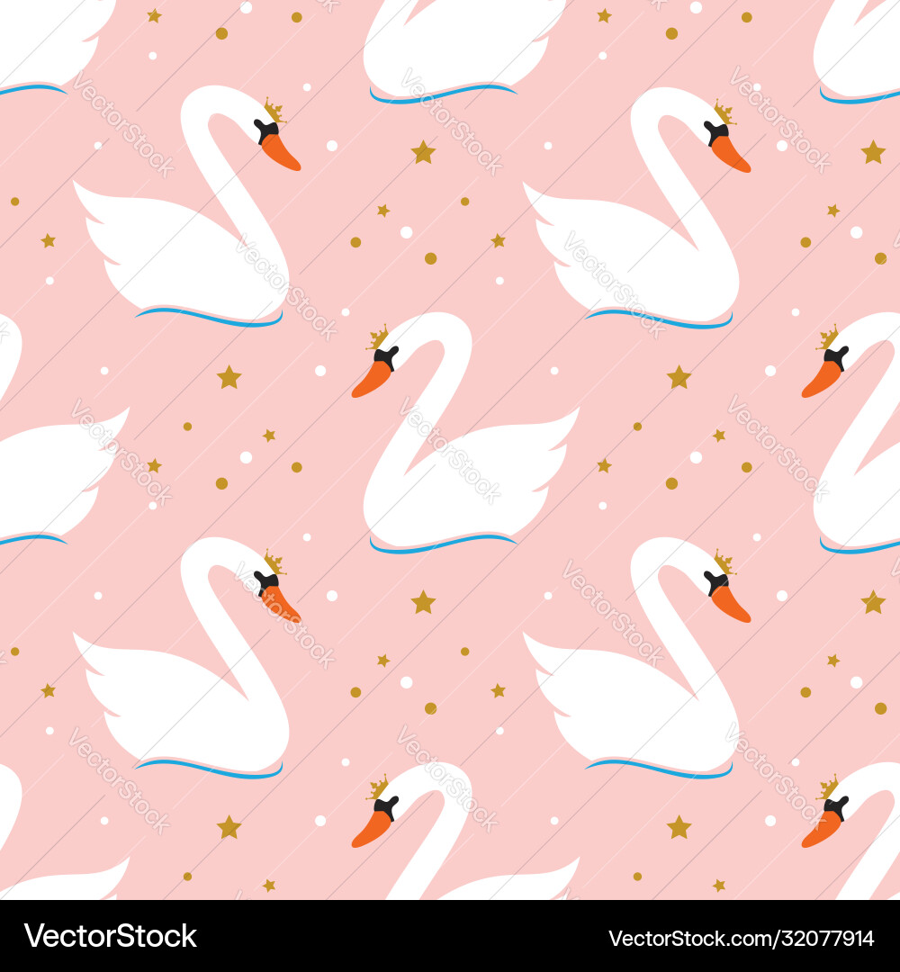 Elegant Pink Swan Pattern Royalty Free Vector Image