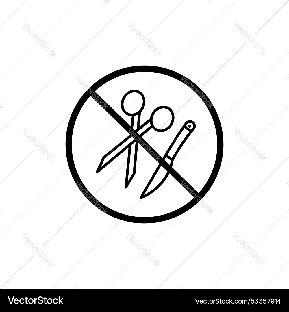 No scissors or knives sign icon set sharp Vector Image