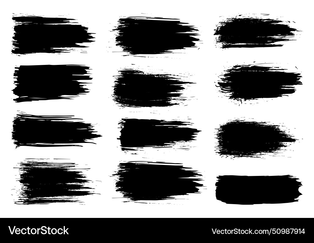 Paint brush black ink grunge strokes Royalty Free Vector