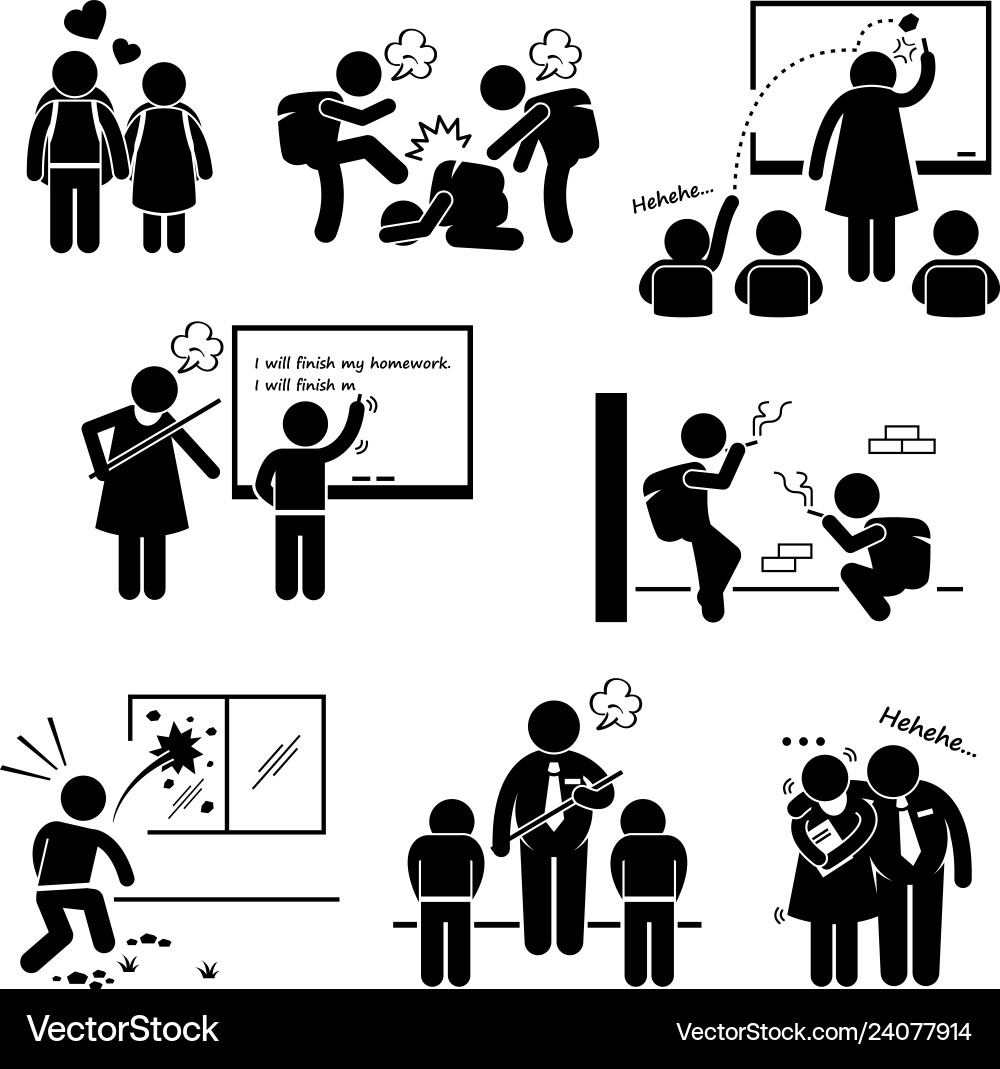 School Social Issues - Student & Teacher Vector Image
