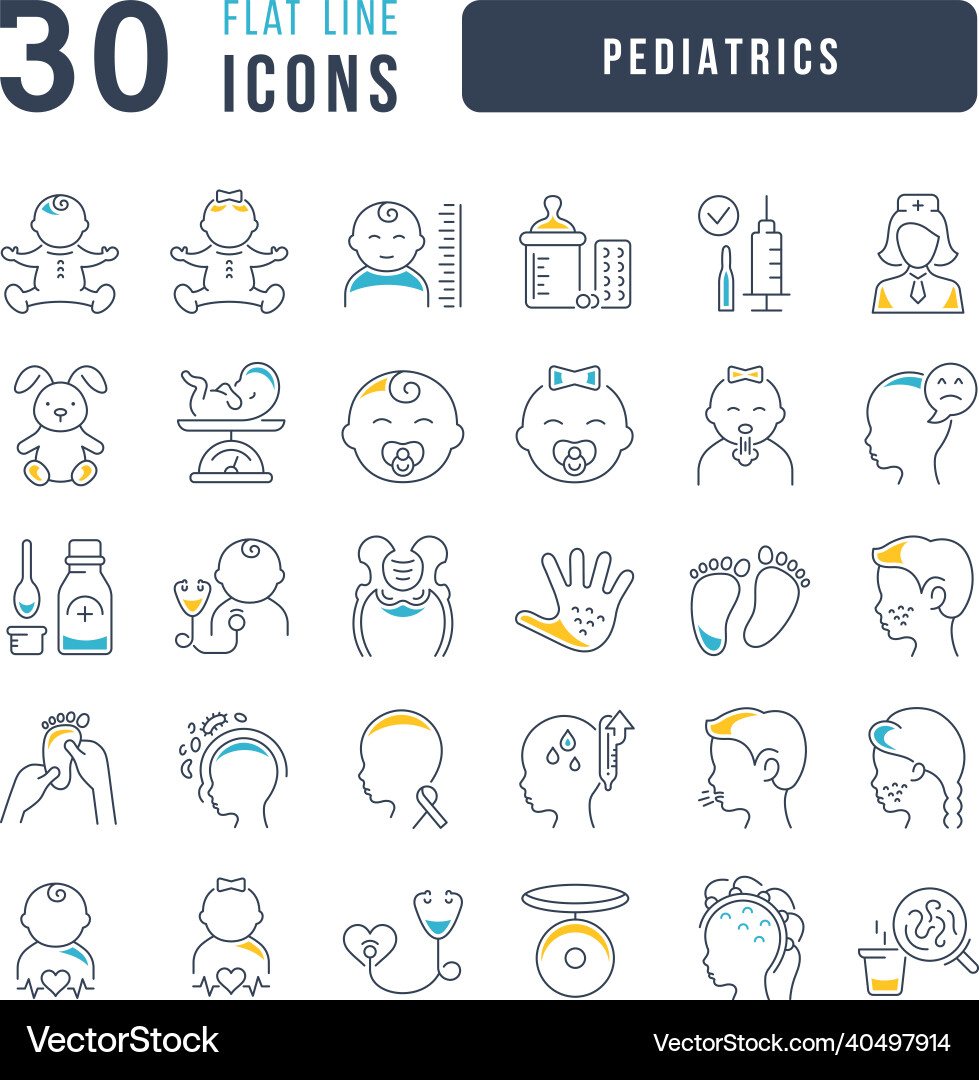 Set of linear icons pediatrics Royalty Free Vector Image