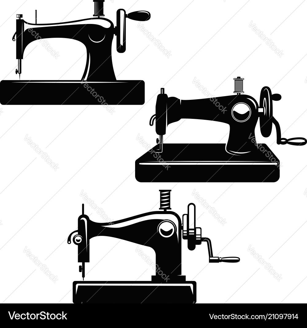 Set of sewing machine design element for poster Vector Image