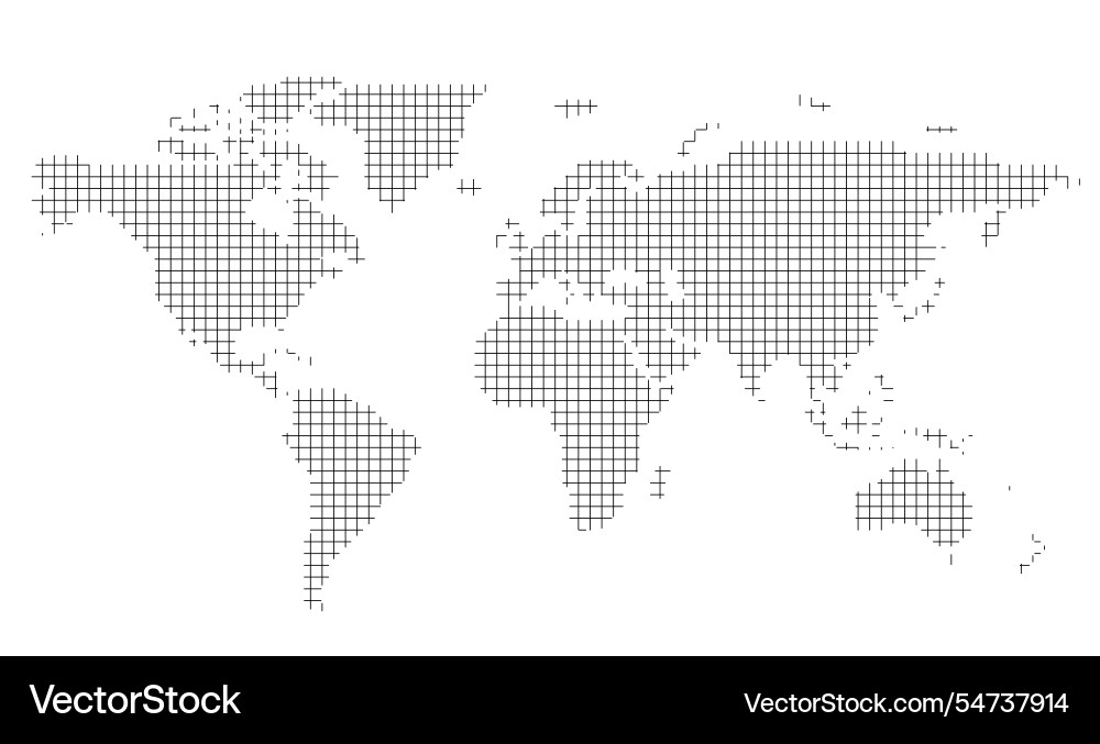 Simple straight line map of the world Royalty Free Vector