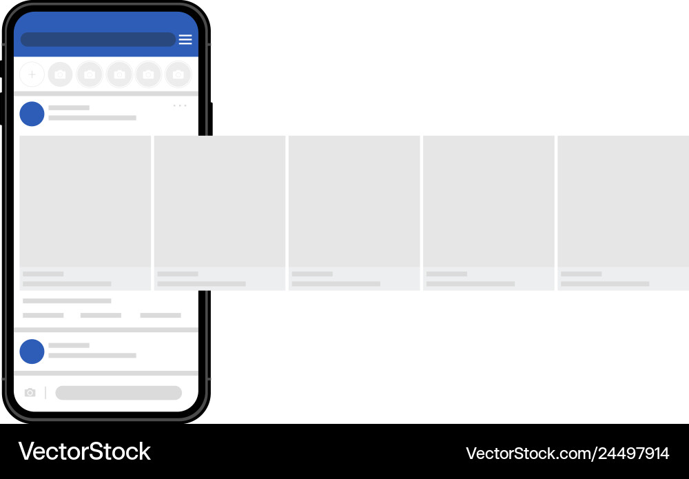 Smartphone with interface carousel post Royalty Free Vector