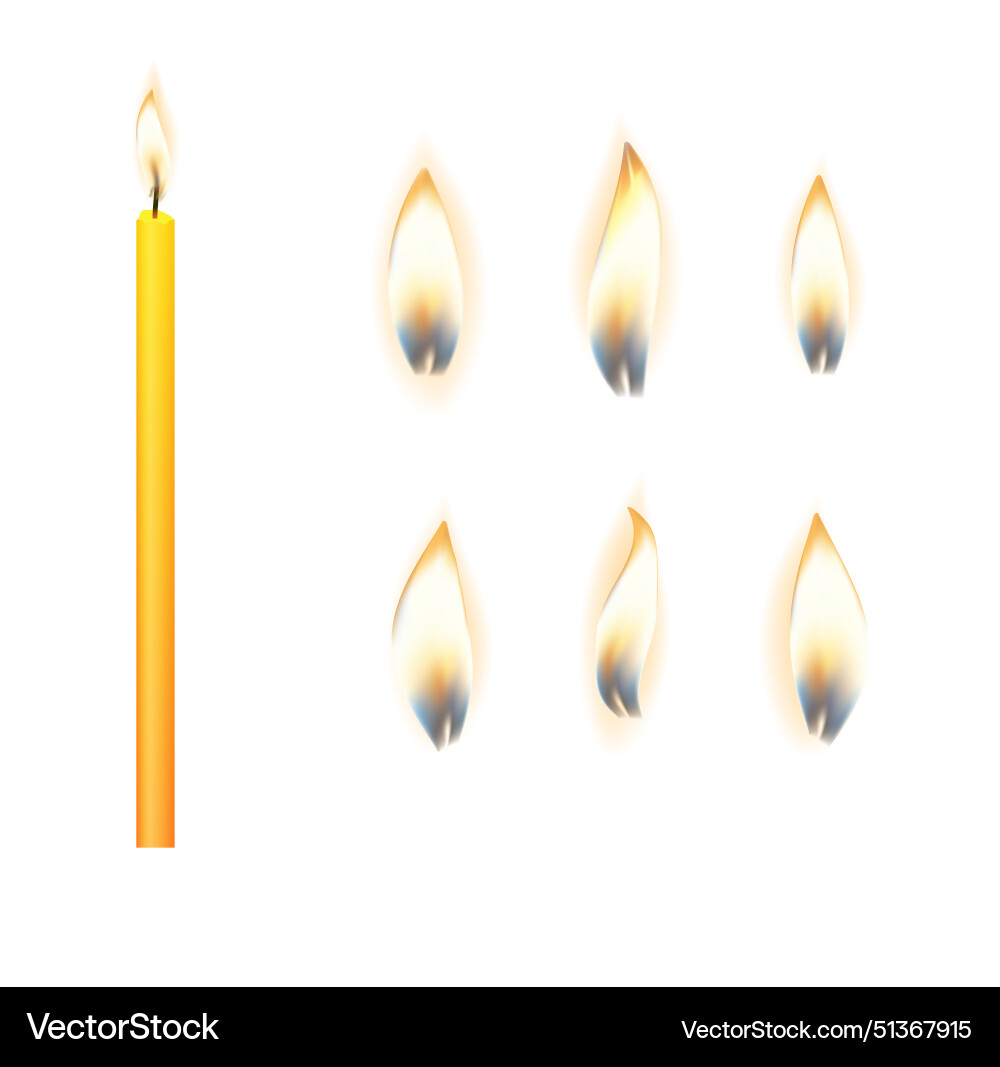 3d realistic white and paraffin or wax burning Vector Image