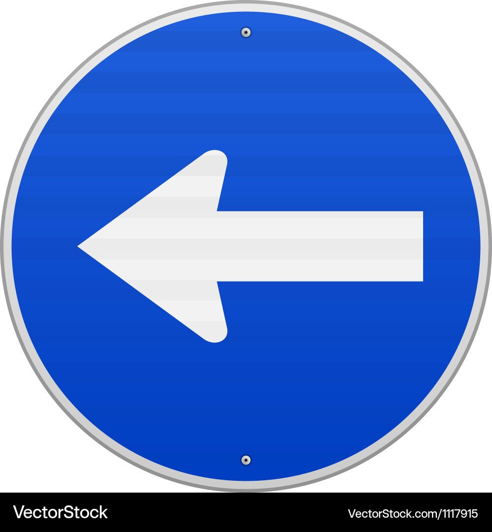 Blue sign with arrow left Royalty Free Vector Image