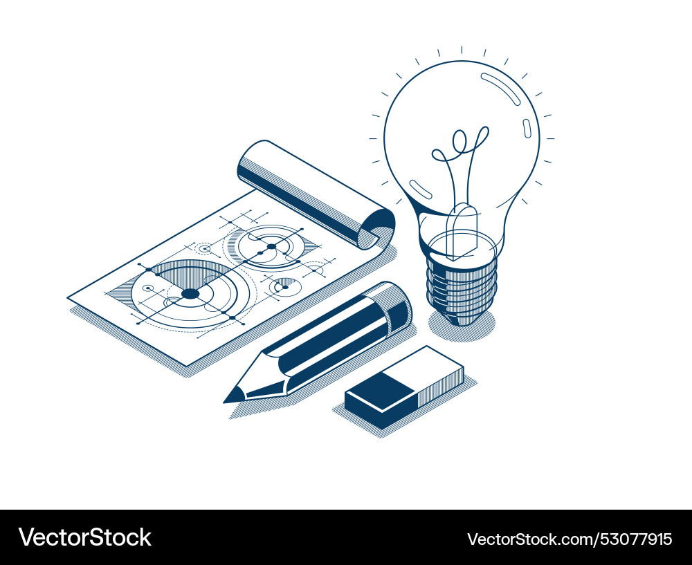 Creative engineering idea concept light bulb Vector Image