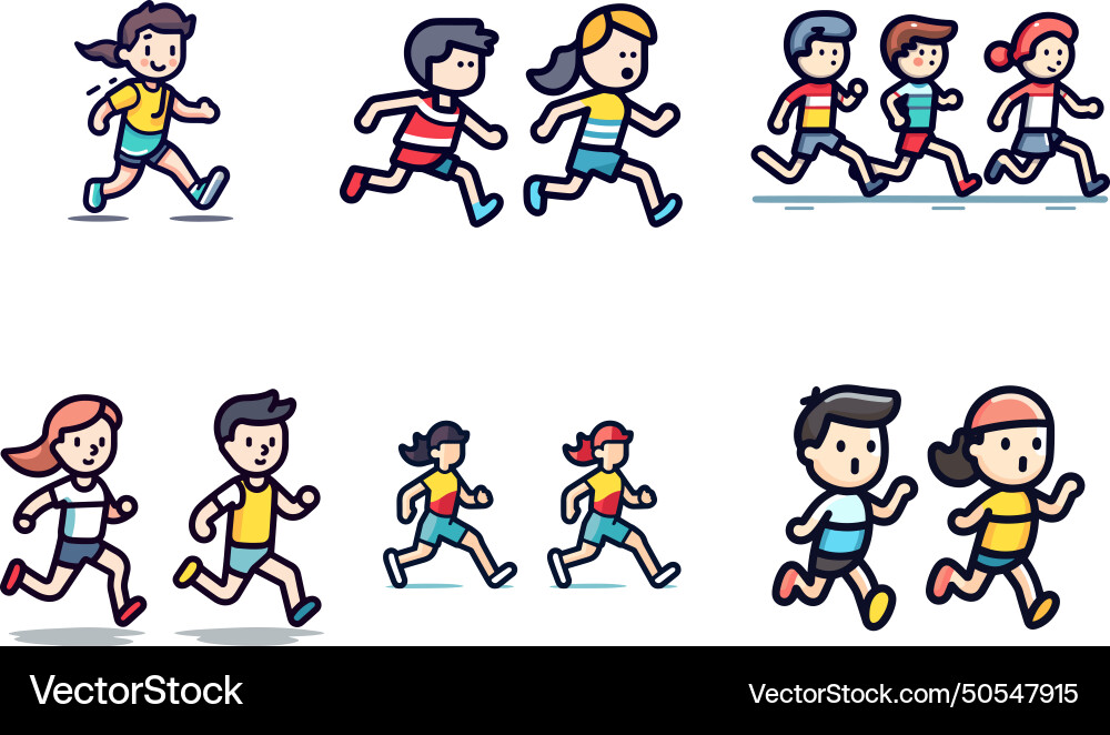 Group diverse children running playful energetic Vector Image