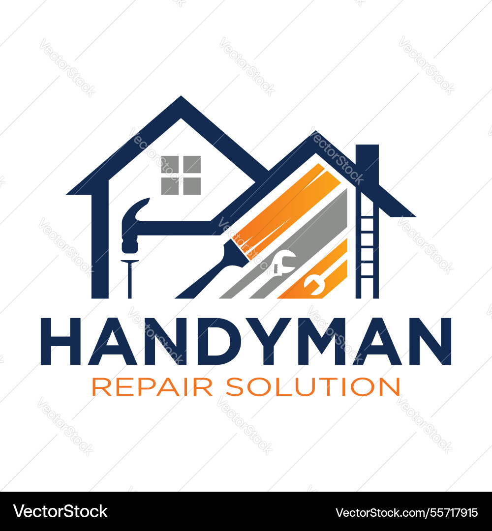 House repair tools logo handyman Royalty Free Vector Image